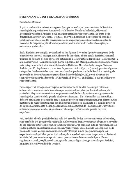 Stefano Arduini Y El Campo Retórico Descargar Gratis Pdf Retórica Metáfora