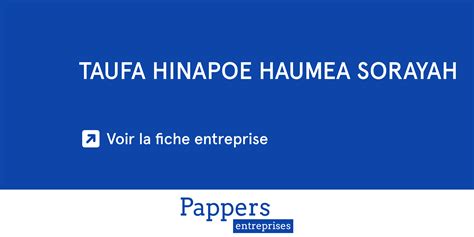 Société Taufa Hinapoe Haumea Sorayah Chiffre Daffaires Statuts