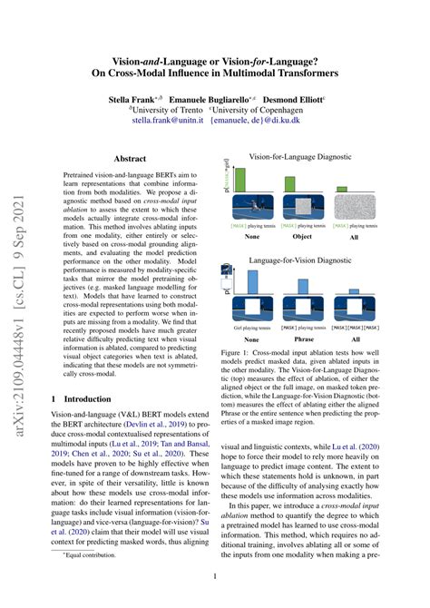 Pdf Vision And Language Or Vision For Language On Cross Modal Influence In Multimodal