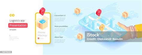 배달 모바일 응용 프로그램 템플릿입니다 손은 스마트폰을 들고 있다 배송 관리 글로벌 네비게이션 시스템 지도의 위치 정보 태그