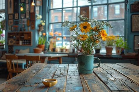 Wooden Table With Catchy Environment Premium Ai Generated Image