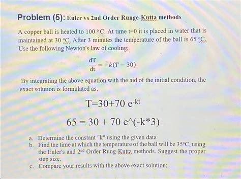 problem 5 euler vs 2nd order runge kutta methodsa