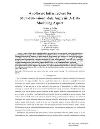 A Software Infrastructure For Multidimensional Data Analysis A Data Modelling Aspect PDF