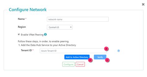 Set Up A Peered Network For Data Hub Service Azure