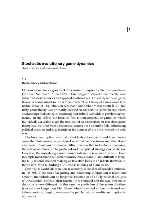 Pdf Stochastic Evolutionary Game Dynamics