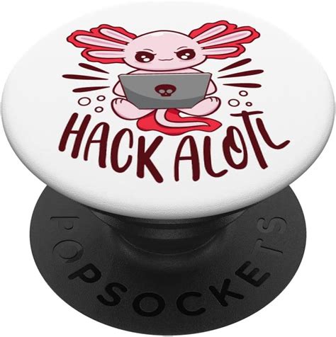 Amazon Funny Kawaii Axolotl Hacker Cute Coder Nerd Salamander PopSockets Swappable