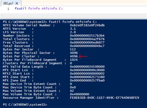 Viewing Allocation Unit Size Of A NTFS Disk JBs Wiki