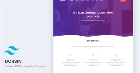 Dorsin Tailwind Css Landing Page Template Site Templates Landing Page Templates Ft