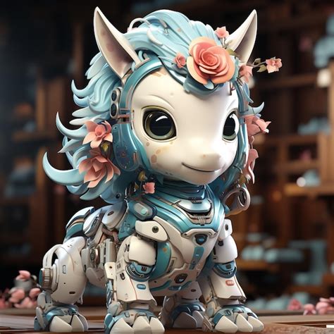 Premium Ai Image Cute Unicorn Robot