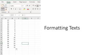 Basic Computer Fundamentals Microsoft Excel PPTX Computing Technology Computing