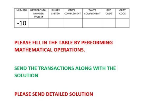 Solved NUMBER HEXADECIMAL NUMBER SYSTEM BINARY SYSTEM ONE S Chegg