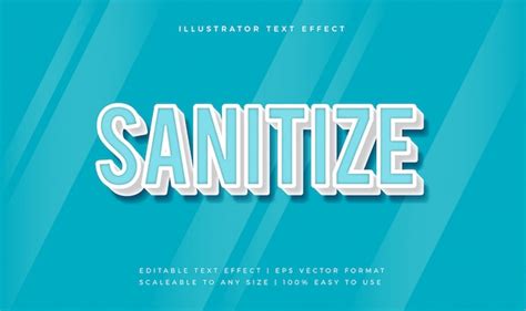 Premium Vector Blue Sanitize Healthy Text Style Font Effect