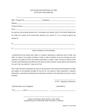 Fillable Online Sample Statutory Declaration Fax Email Print PdfFiller