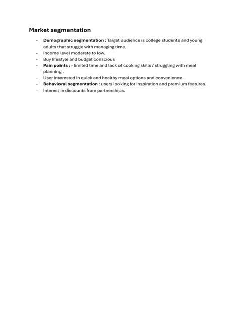 Market Segmentation College Students And Meal Planning