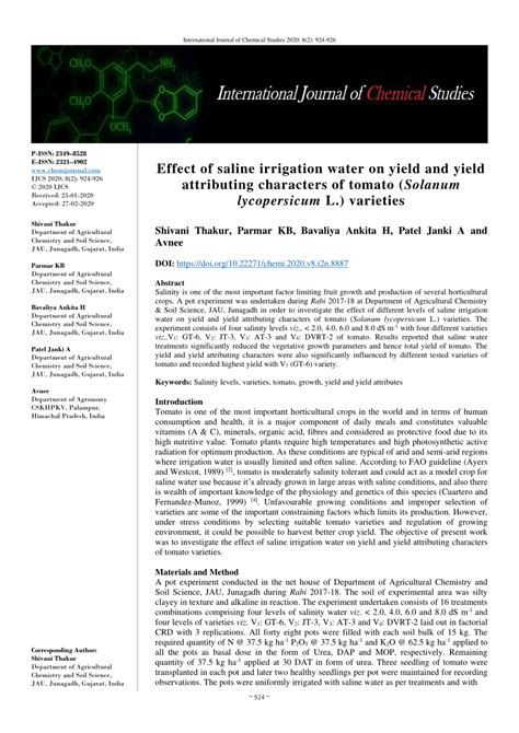 Pdf Effect Of Saline Irrigation Water On Yield And Yield Attributing