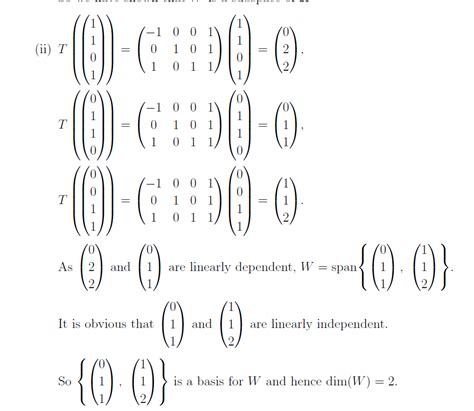 Linear Algebra Finding The Dimension Of A Linear Transformation R