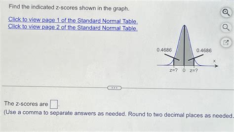 Solved Find The Indicated Z Scores Shown In The Graph Click Chegg
