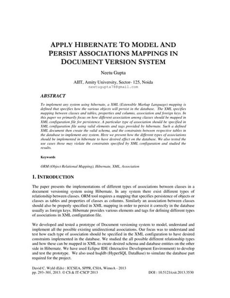 Apply Hibernate To Model And Persist Associations Mappings In Document Version System Pdf
