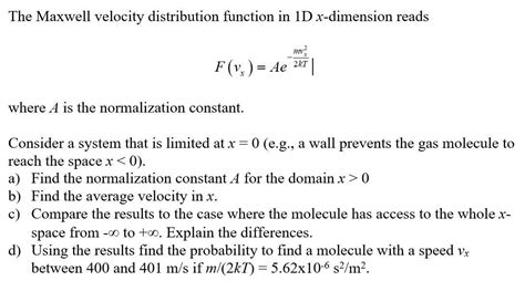 solved the maxwell velocity distribution function in 1d