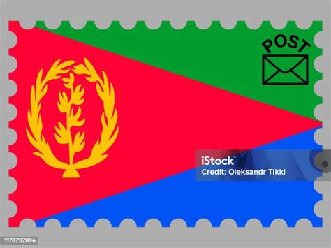 우표 안에 에리트레아 국기 배경에 격리됩니다 원래 색상과 비율 창의적 벡터 일러스트레이션 국가 집합 엽서 로고 문자 국가 지리적 지역에 대한 스톡 벡터 아트 및 기타 이미지