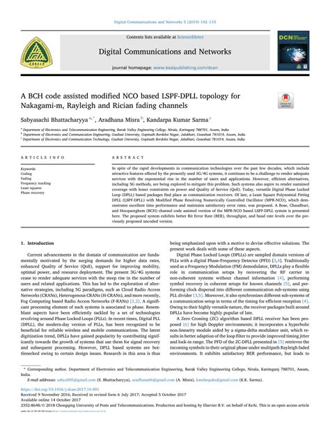 Pdf A Bch Code Assisted Modified Lspf Dpll Topology For Nakagami M Rayleigh And Rician Fading
