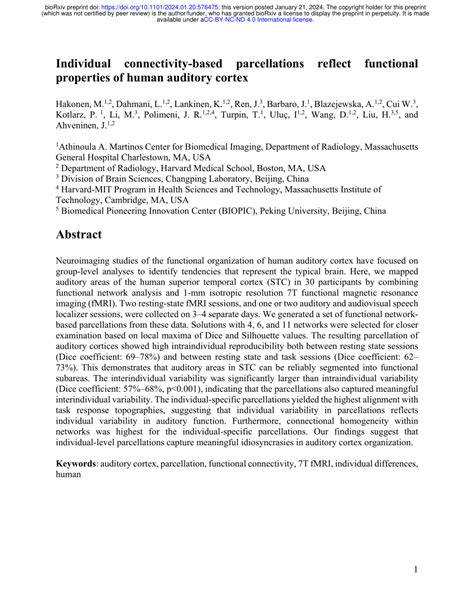 Pdf Individual Connectivity Based Parcellations Reflect Functional