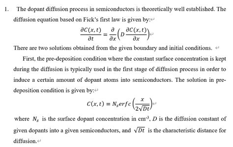 Solved 1 D The Dopant Diffusion Process In