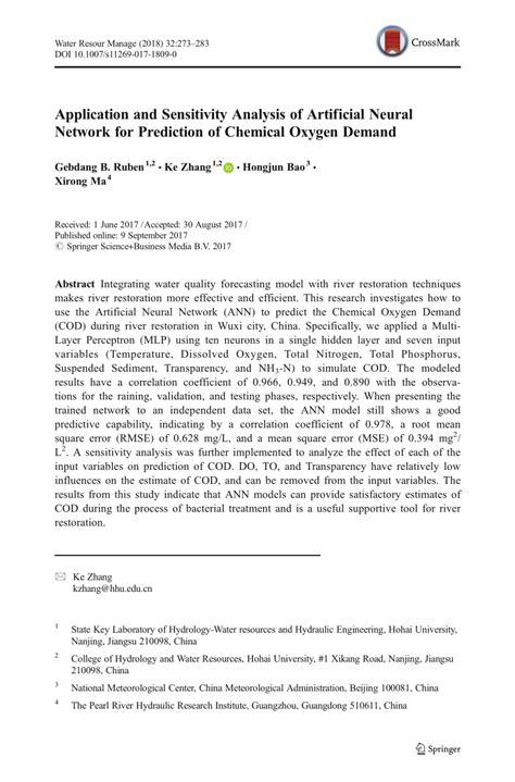 Pdf Application And Sensitivity Analysis Of Artificial Neural Network For Prediction Of