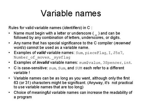 C Programming Lecture 2 Outline Variables Data Types