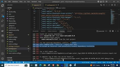 code ERESOLVE unable to resolve dependency tree npm install error react native - YouTube