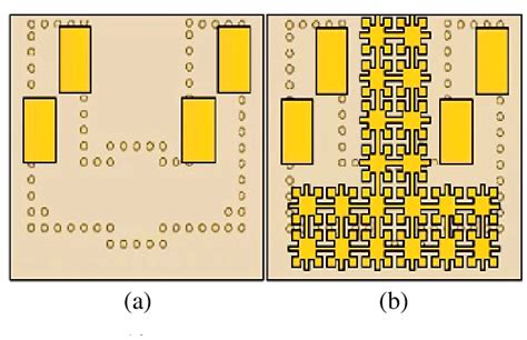 slot array antenna a without uc ebg and b with uc ebg structure