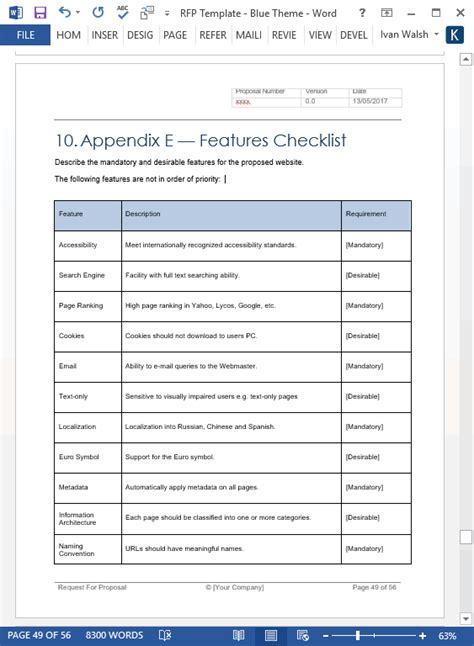 Rfp Checklist Template