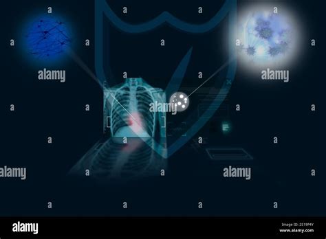 medical technology human skeleton x ray and patient s data neural