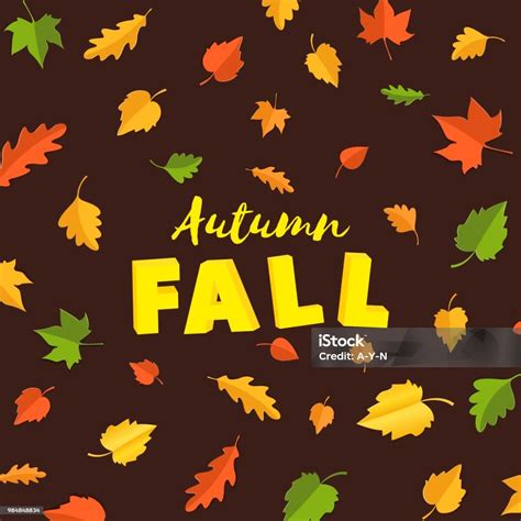 단어가을을 조성 녹색 노란색 빨간색 종이에 갈색 배경에 나뭇잎 컷 스타일 가 잎 디자인 포스터 배너 전단지에 대 한 3 차원 현실 편지 T셔츠 인쇄 벡터 일러스트 레이 션