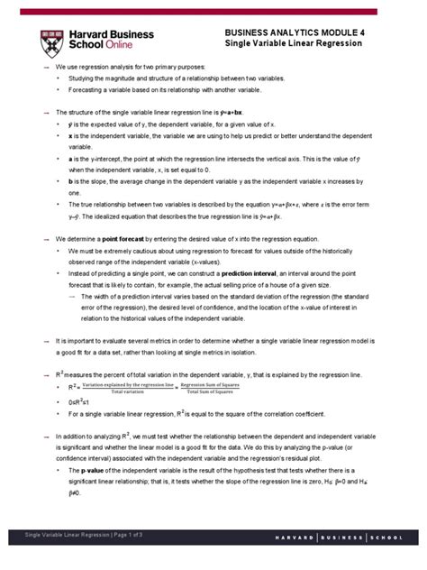 Ba Module 4 Summary Pdf Regression Analysis Linear Regression