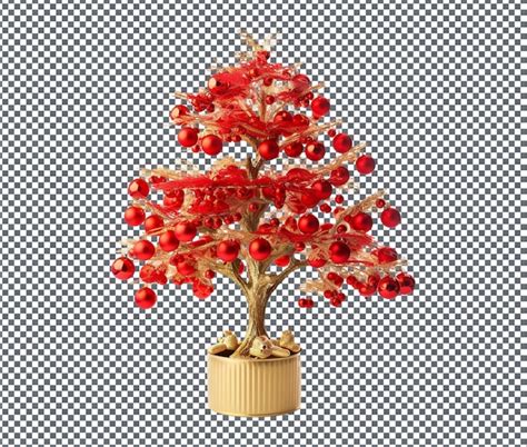 Premium PSD Beautiful Red And Gold Tree Isolated On Transparent Background