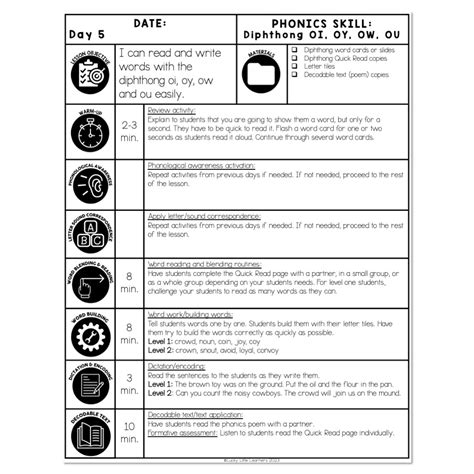 Lucky to Learn Phonics - Other Vowels - Diphthongs OI OY OU OW - Lesson Plan Day 5 - Lucky ...