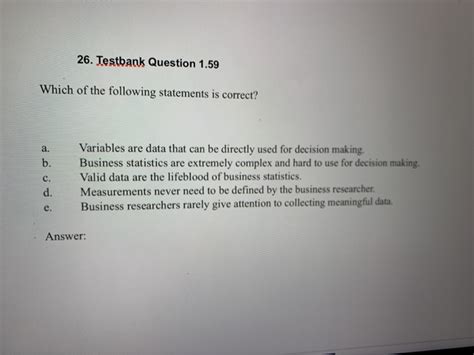 Solved 26 Testbank Question 1 59 Which Of The Following