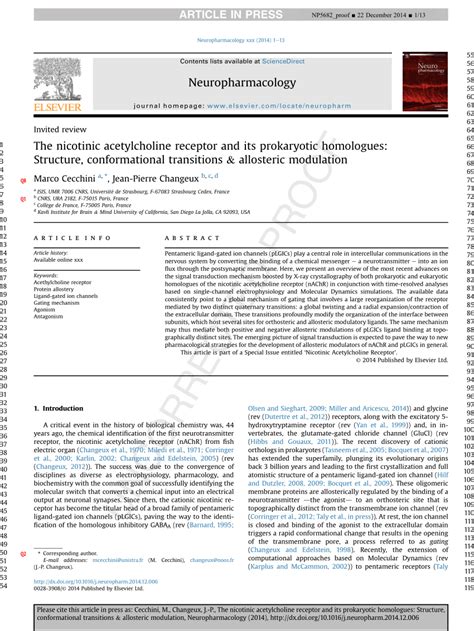 Pdf The Nicotinic Acetylcholine Receptor And Its Prokaryotic