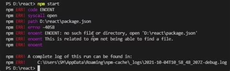 React Node Js Package Json Hatas Webmaster Genel Kod Evreni