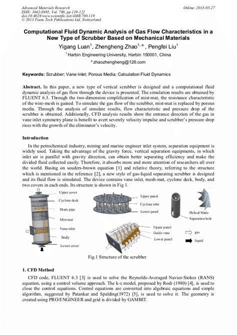 Computational Fluid Dynamic Analysis Of Gas Flow Characteristics In A New Type Of Scrubber Based