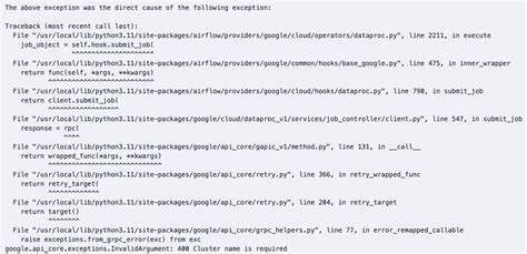 Error Google Api Core Exceptions Invalidargument Cluster Name Is Required While Trying To