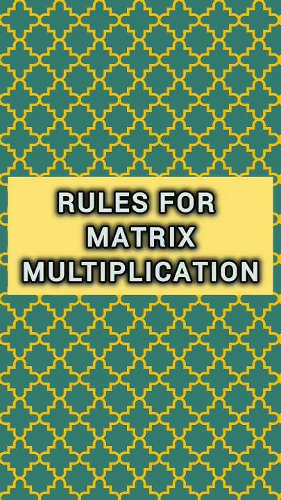 Rules For Matrix Operations Shorts Shortsfeed Matrix Rules Operations Viral Trending