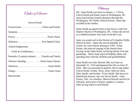 Template Obituary Examples