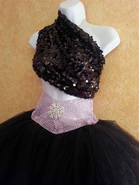 Black Sex In The City Carrie Style Tea Length Tulle Tutu Ballet Style Skirt Illusion Rhinestone