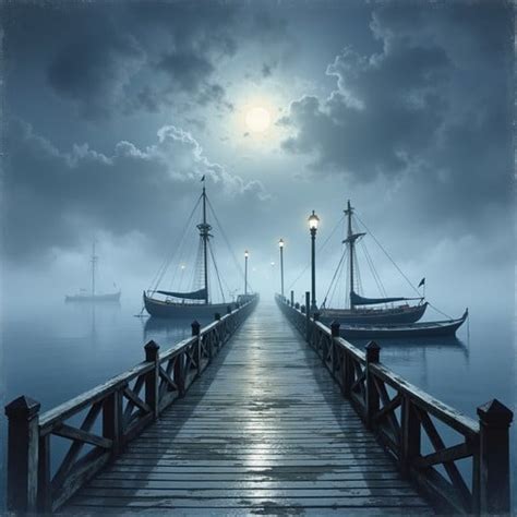 Free Moonlit Harbor Mist Image Download At Stockcake