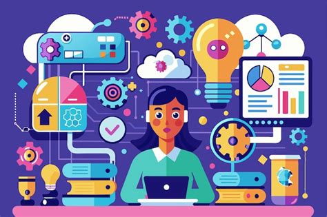 Creative Woman Analyzing Data In A Futuristic Workspace Premium Ai
