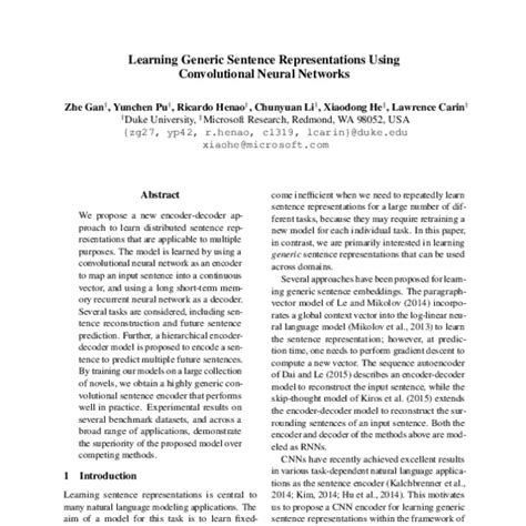 Learning Generic Sentence Representations Using Convolutional Neural