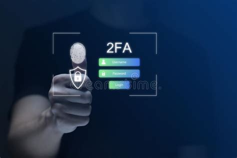 Businessman Touching Virtual Screen To Fingerprint Scan For Two Factor
