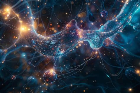 Abstract Visualization Of Neural Networks And Connections In A Digital